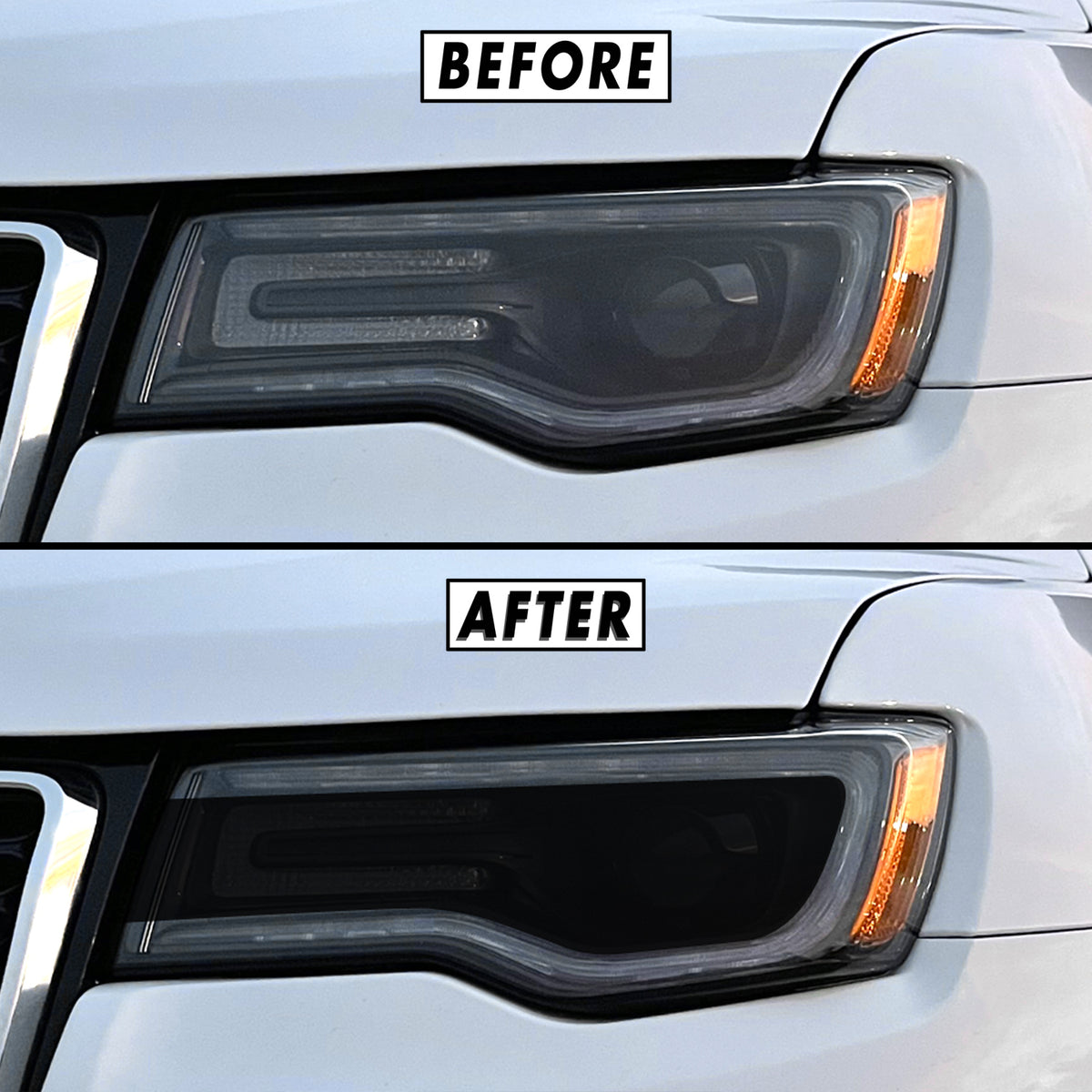 2014-2021 Jeep Grand Cherokee | Headlight Cutout PreCut Tint Overlays ...