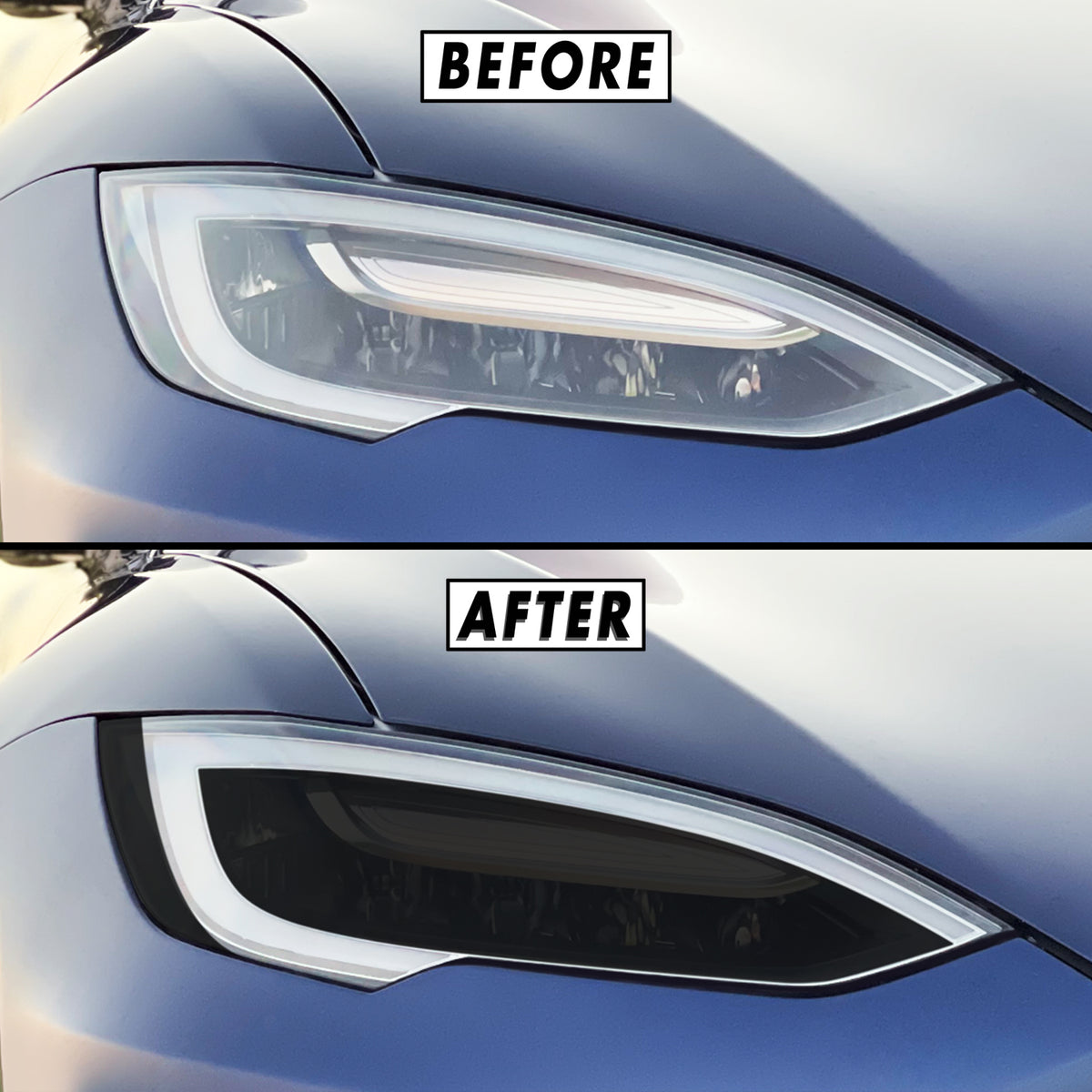 2012-2021 Tesla Model S | Headlight Cutout PreCut Tint Overlays – SlickMod